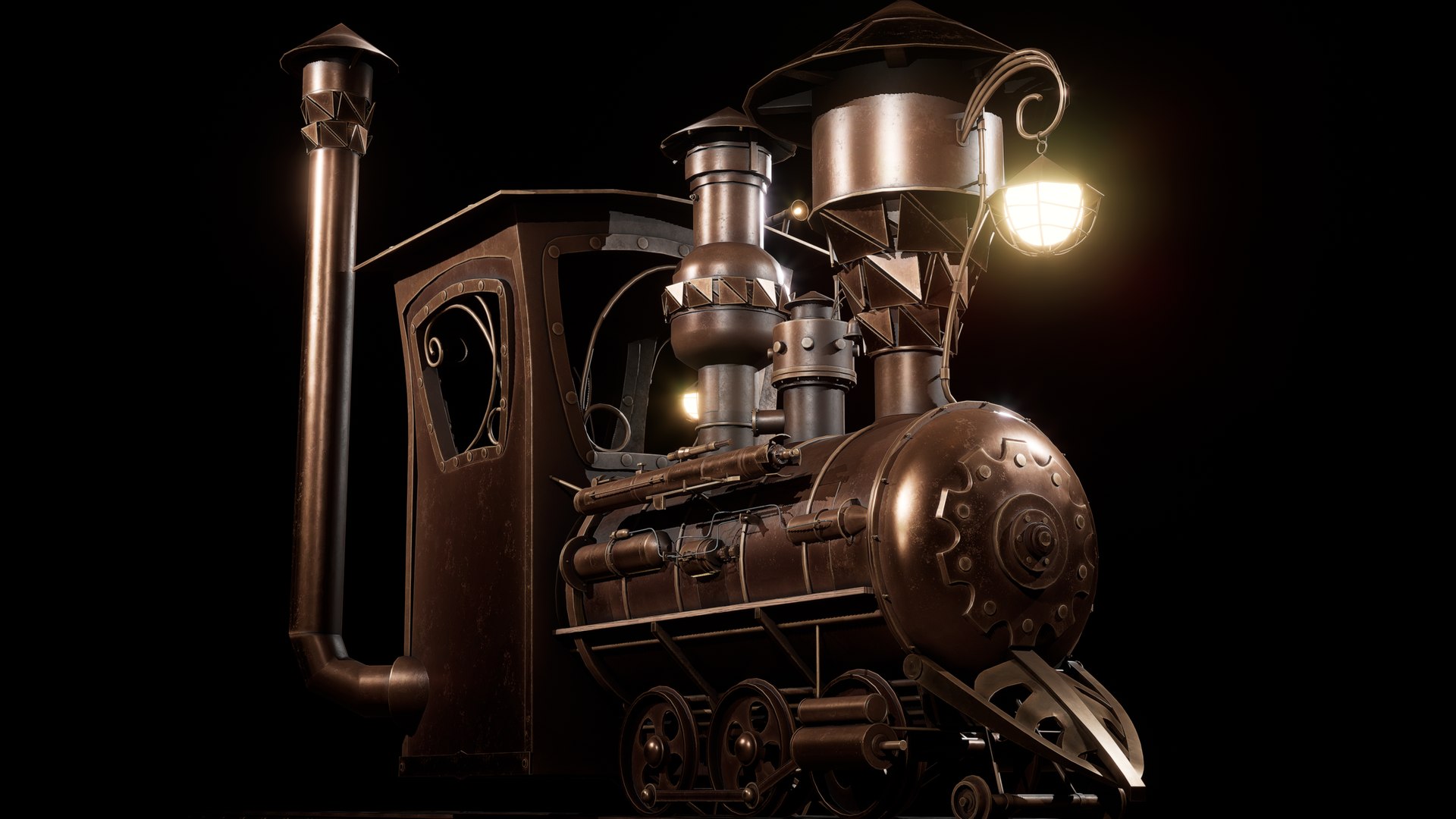 3D Stylized Steampunk Locomotive Model - TurboSquid 2316929