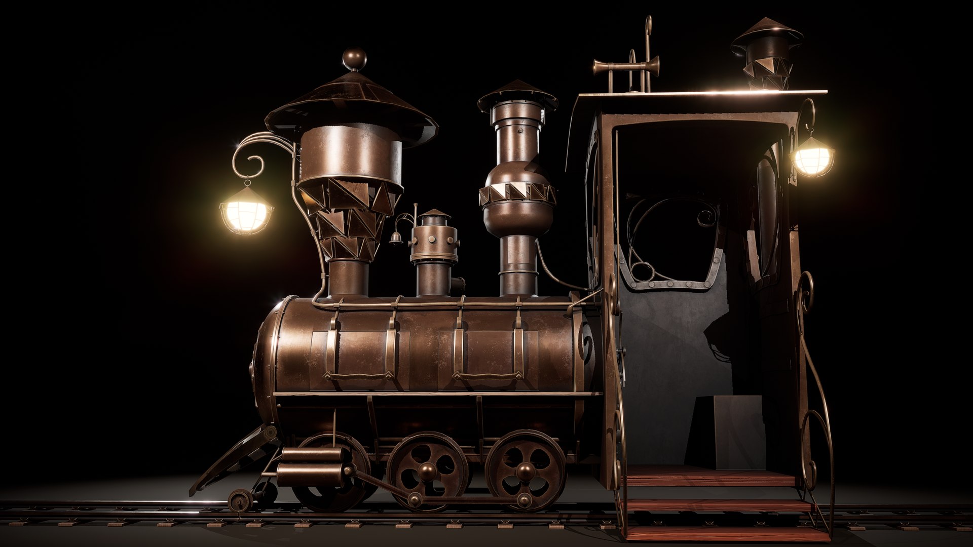 3D Stylized Steampunk Locomotive Model - TurboSquid 2316929