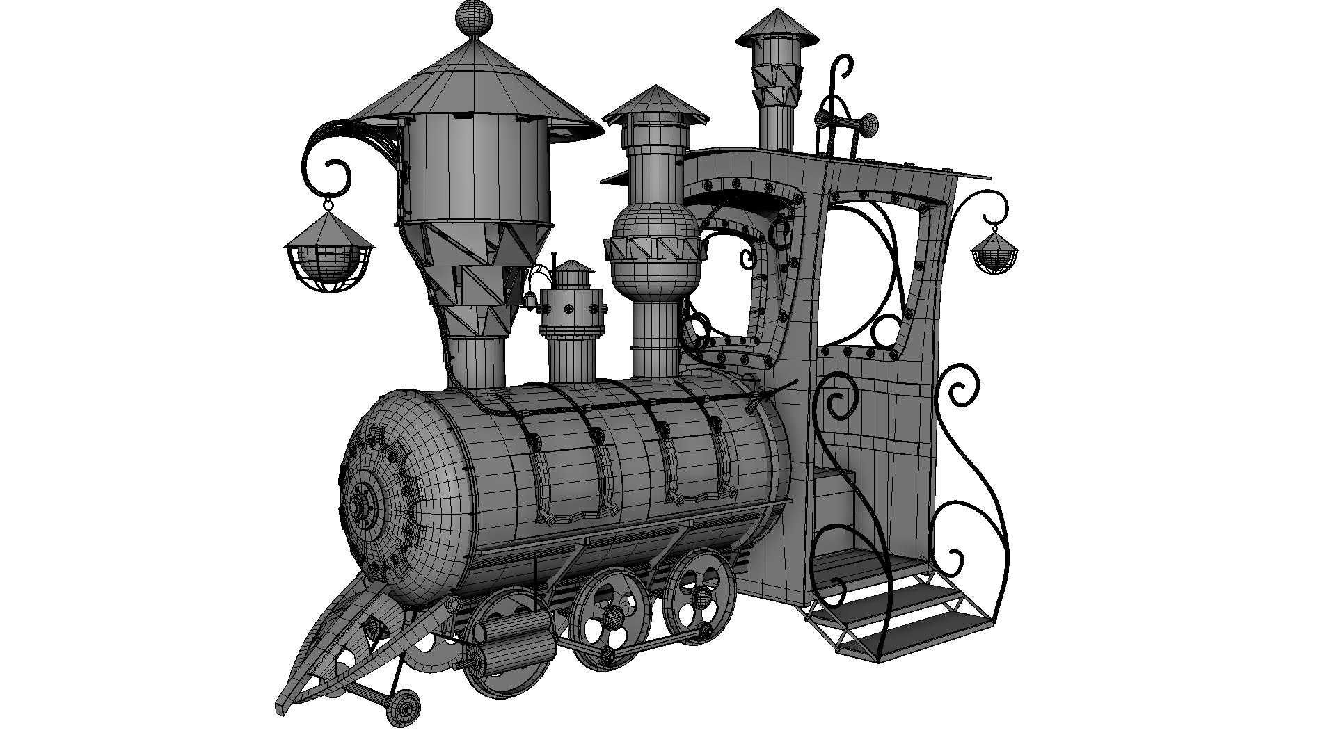 3D Stylized Steampunk Locomotive Model - TurboSquid 2316929