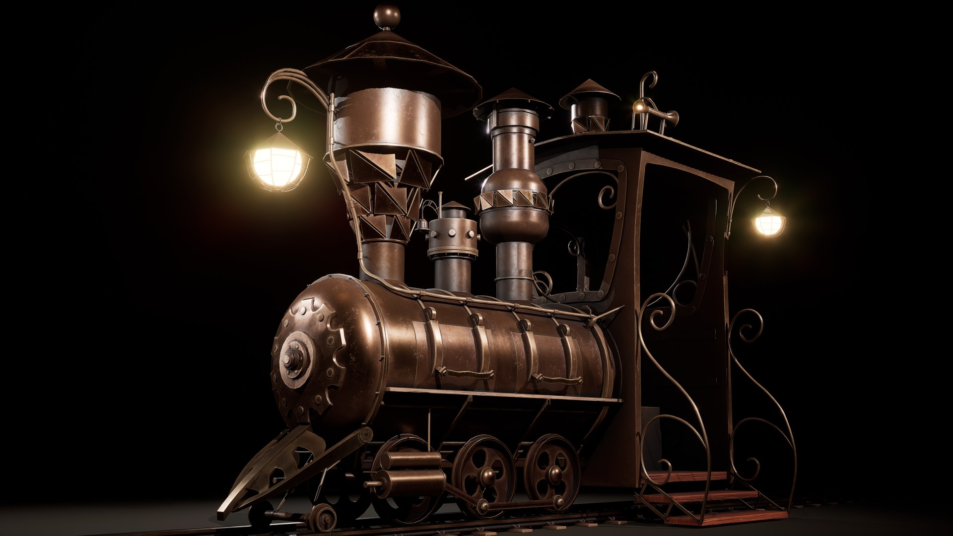 3D Stylized Steampunk Locomotive Model - TurboSquid 2316929