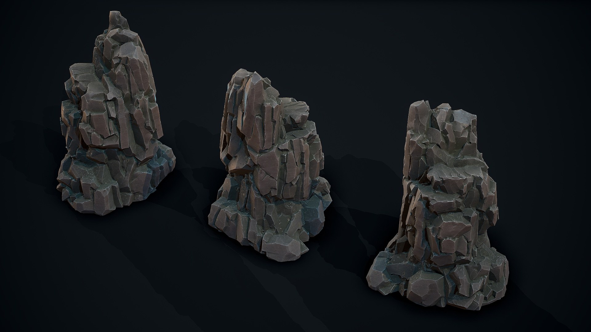 3D Stylized Gray Stone Moss 8 - TurboSquid 2135161