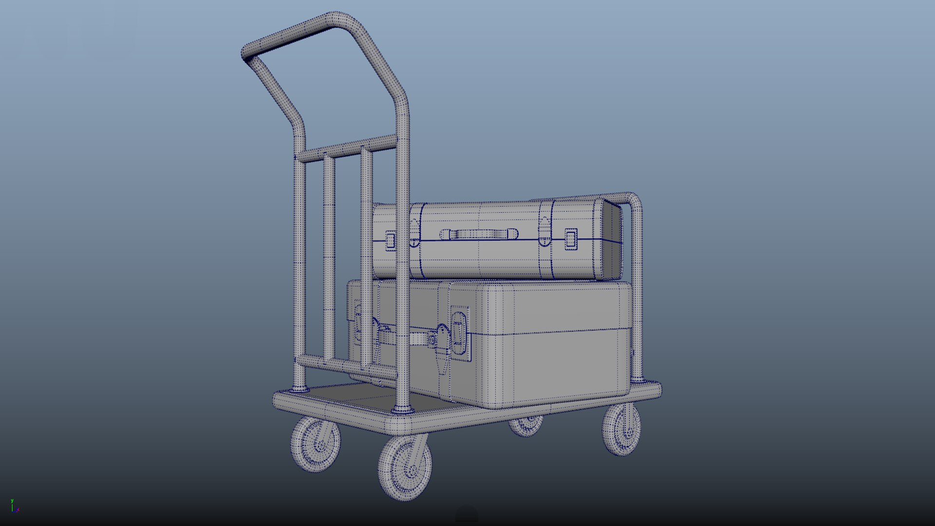 3D Hotel Luggage Trolley PBR Game Ready Low-poly - TurboSquid 2028374