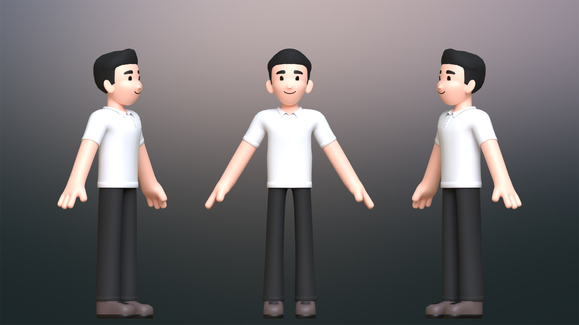 3D model Minimal Simple Man Cartoon Character - TurboSquid 2177264