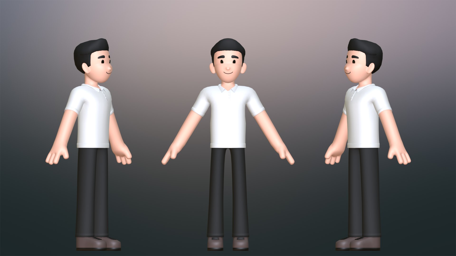 3D model Minimal Simple Man Cartoon Character - TurboSquid 2177264