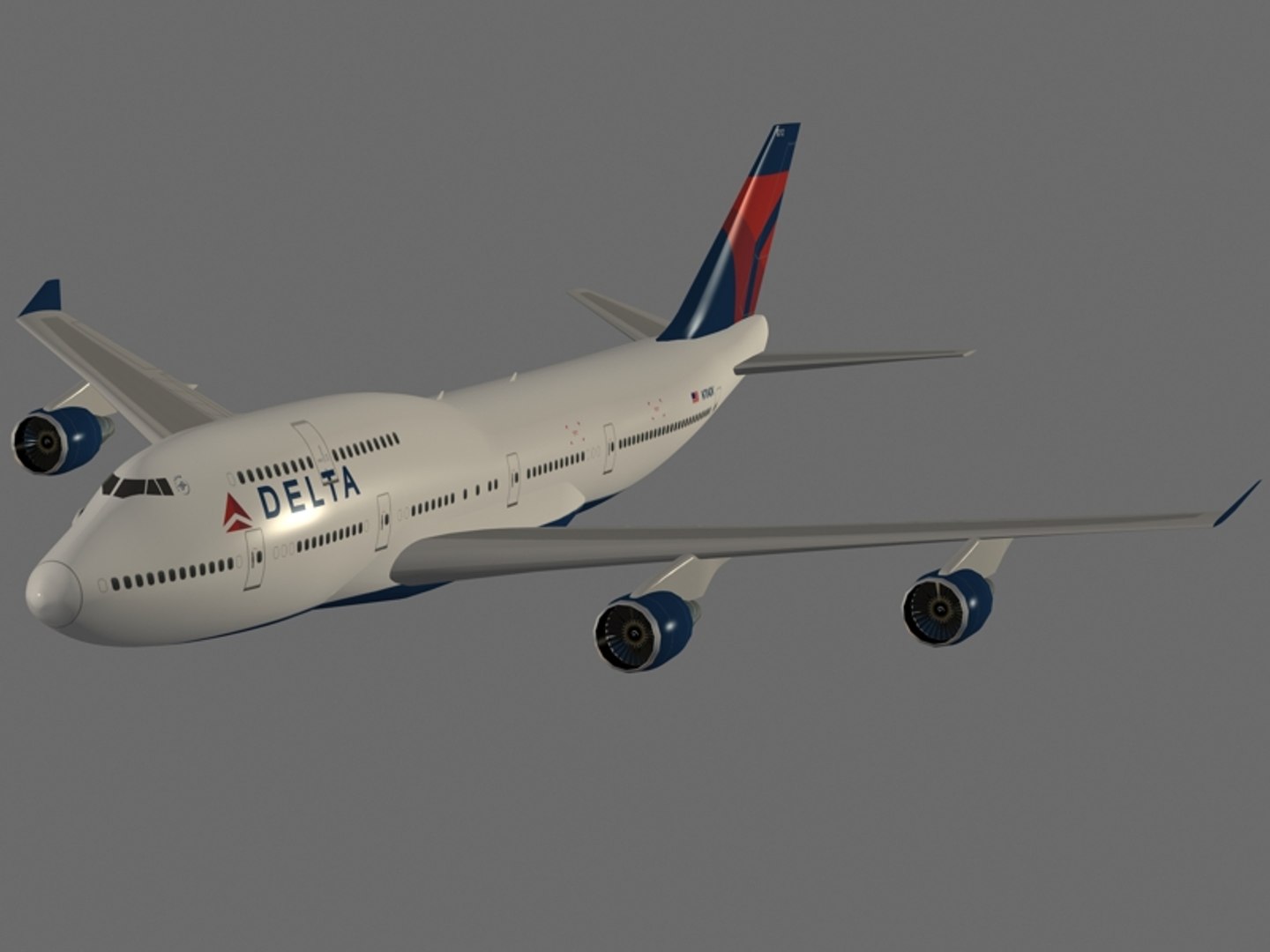 Boeing 747-400 Delta Air Lines 3d Model