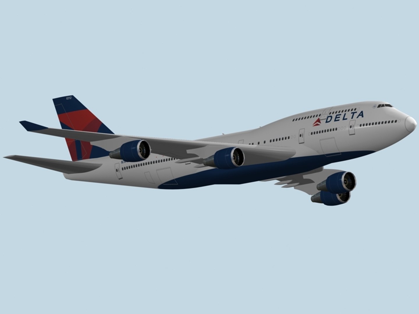Boeing 747-400 Delta Air Lines 3d Model