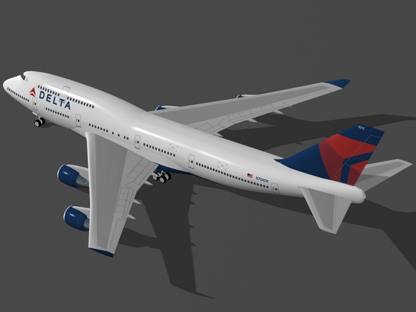 Boeing 747-400 Delta Air Lines 3d Model