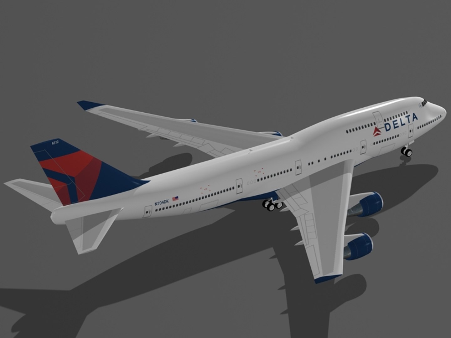 Boeing 747-400 Delta Air Lines 3d Model