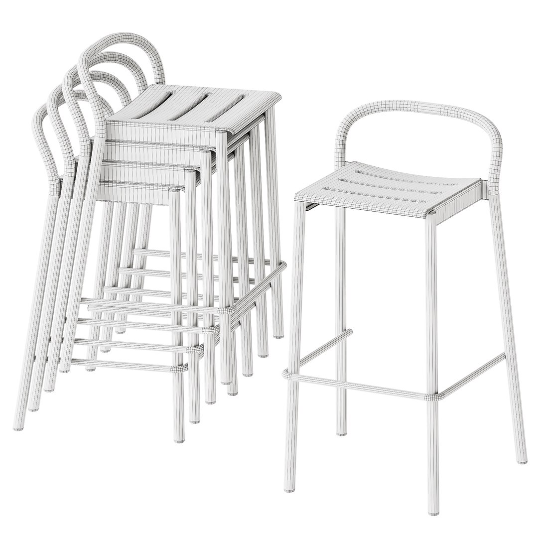 Muuto Linear Steel Bar And Counter Stool 3D Model - TurboSquid 2055572
