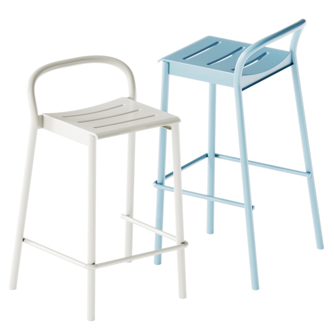 Muuto Linear Steel Bar And Counter Stool 3D Model - TurboSquid 2055572