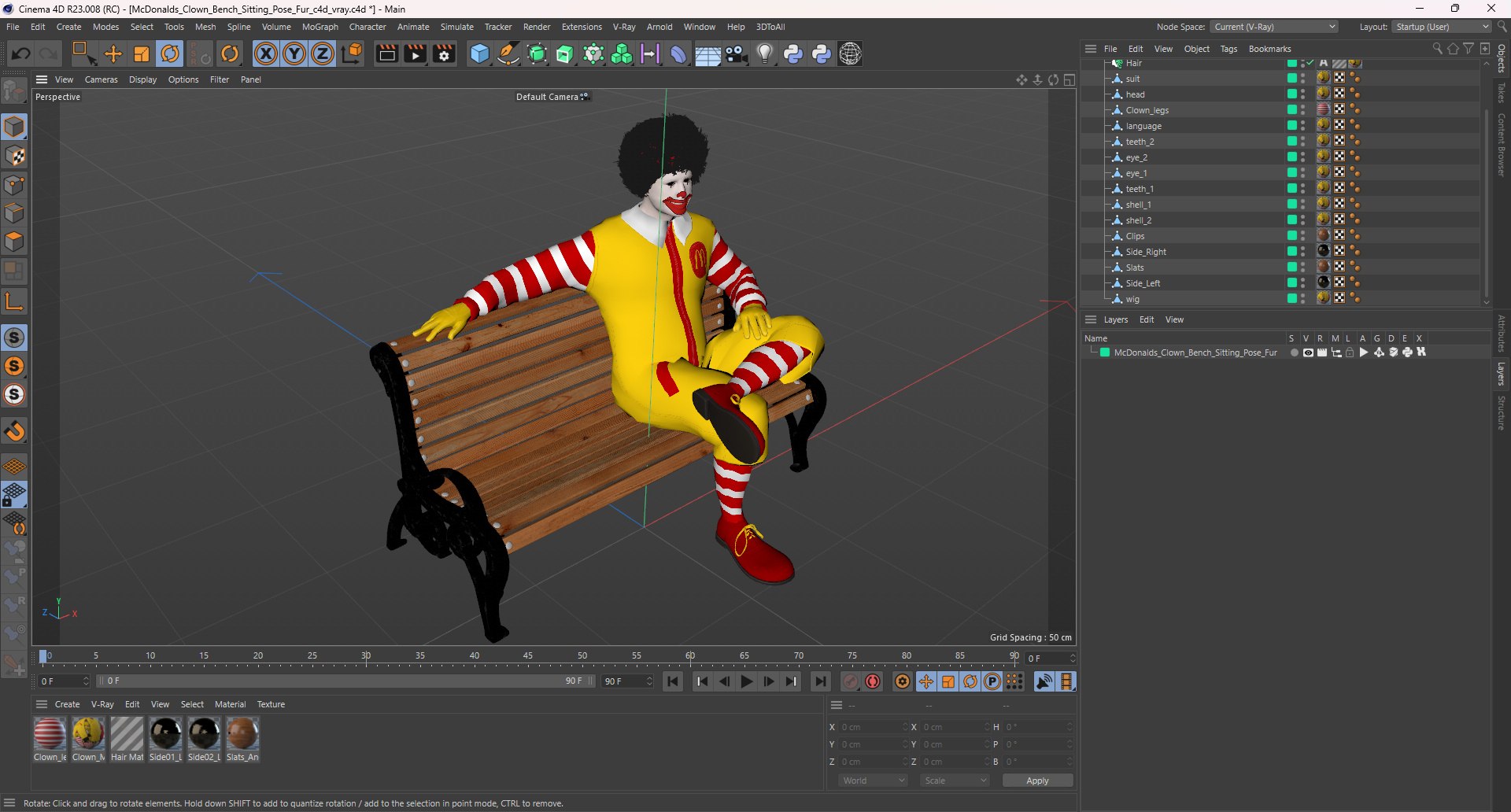 McDonalds Clown Bench Sitting Pose Fur For Cinema 4D 3D Model ...