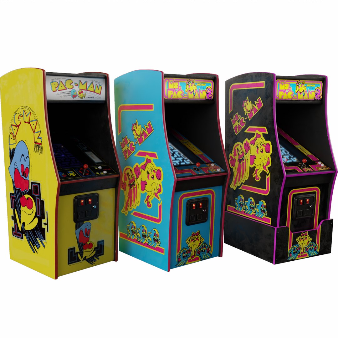 3 Pac-Man Ms Deluxe Arcade Cabinet Retro 3D Model - TurboSquid 2427889