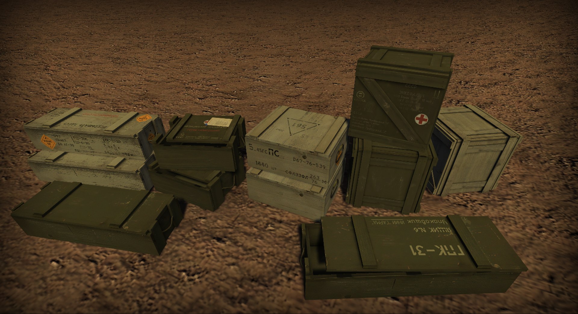 Military Crate Package USSR And Standart Crate 3D - TurboSquid 1949072