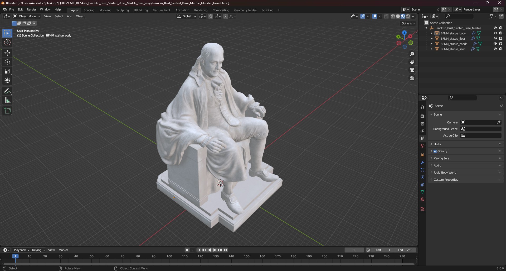 3D Franklin Bust Seated Pose Marble - TurboSquid 2399427