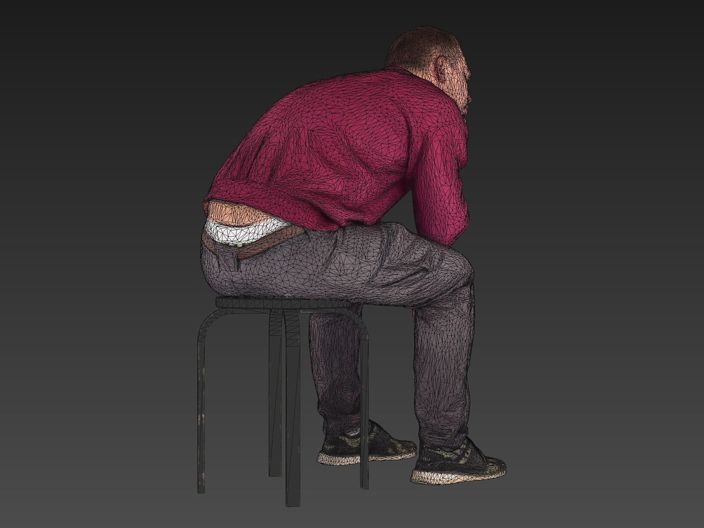3D Guy Sits In Line Model - TurboSquid 1836301