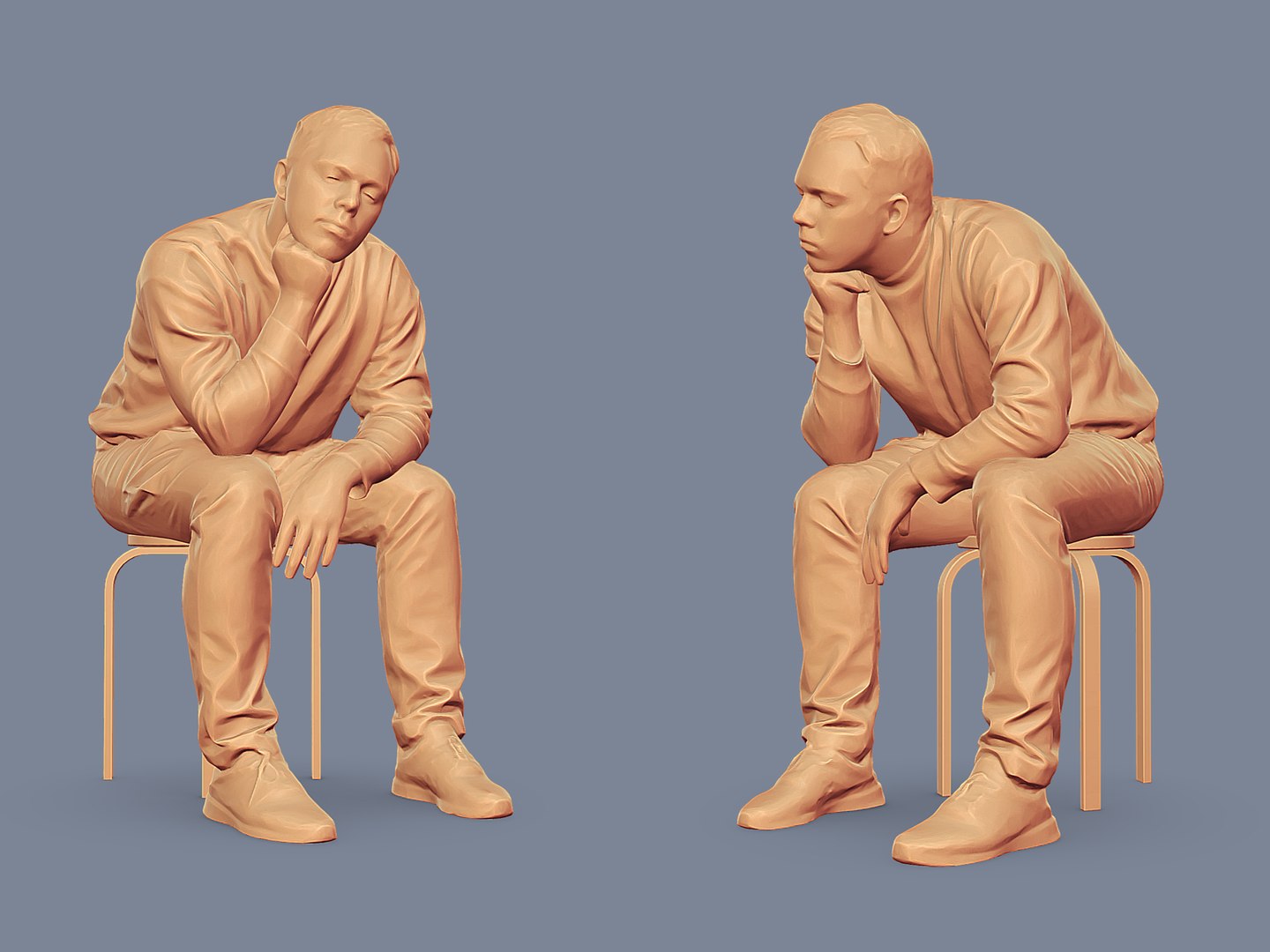3D Guy Sits In Line Model - TurboSquid 1836301