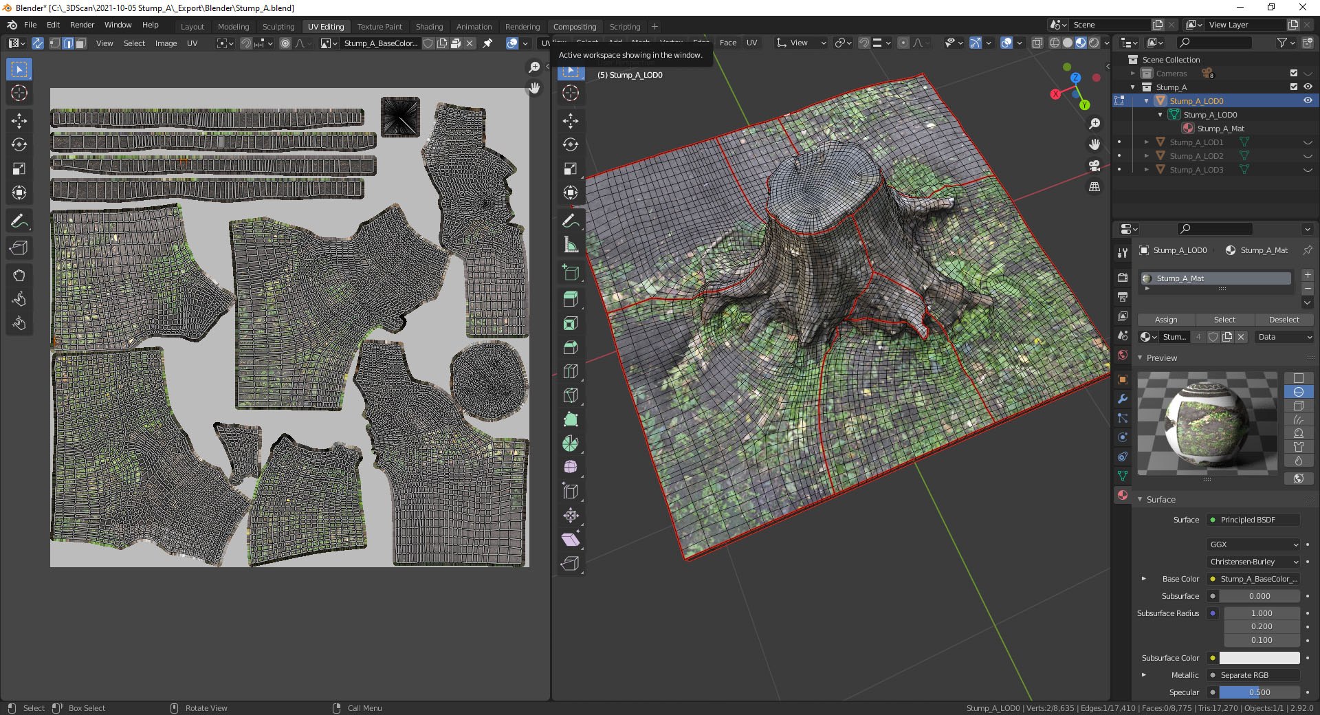 Tree Stump PBR Scan Retopo Model - TurboSquid 1802141