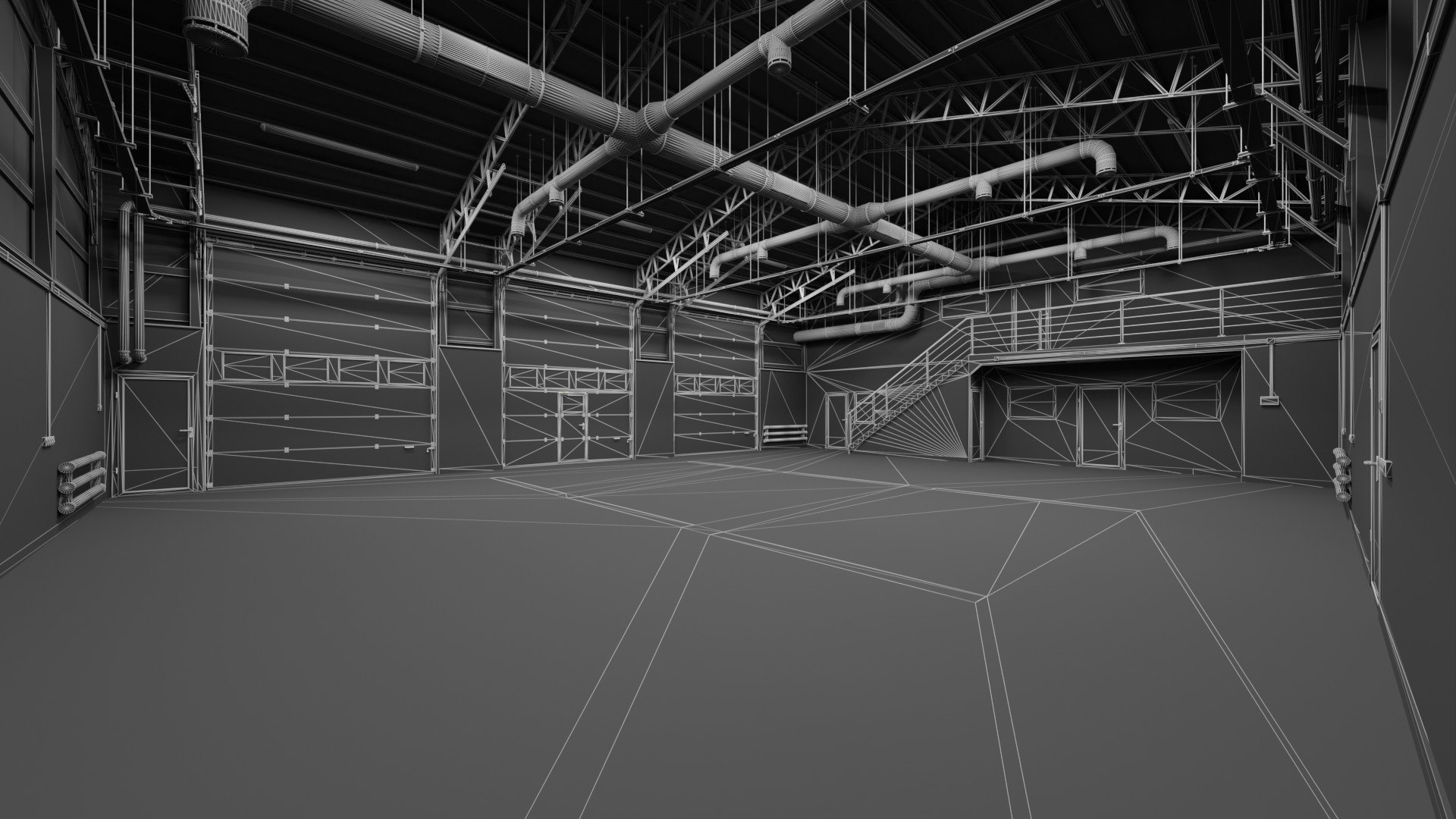 3D Big Garage Empty Interior - TurboSquid 2175735