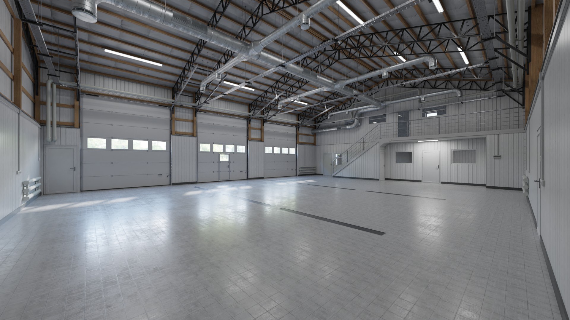 3D Big Garage Empty Interior - TurboSquid 2175735