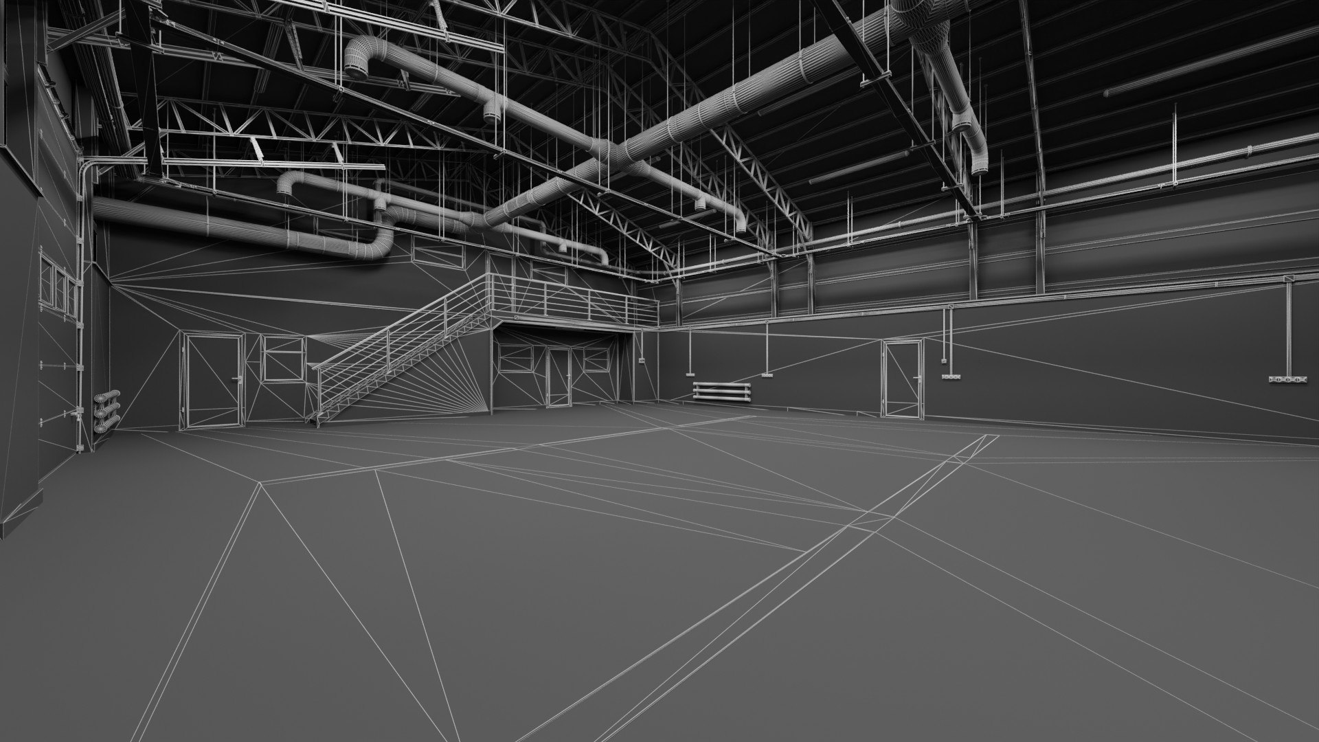 3D Big Garage Empty Interior - TurboSquid 2175735