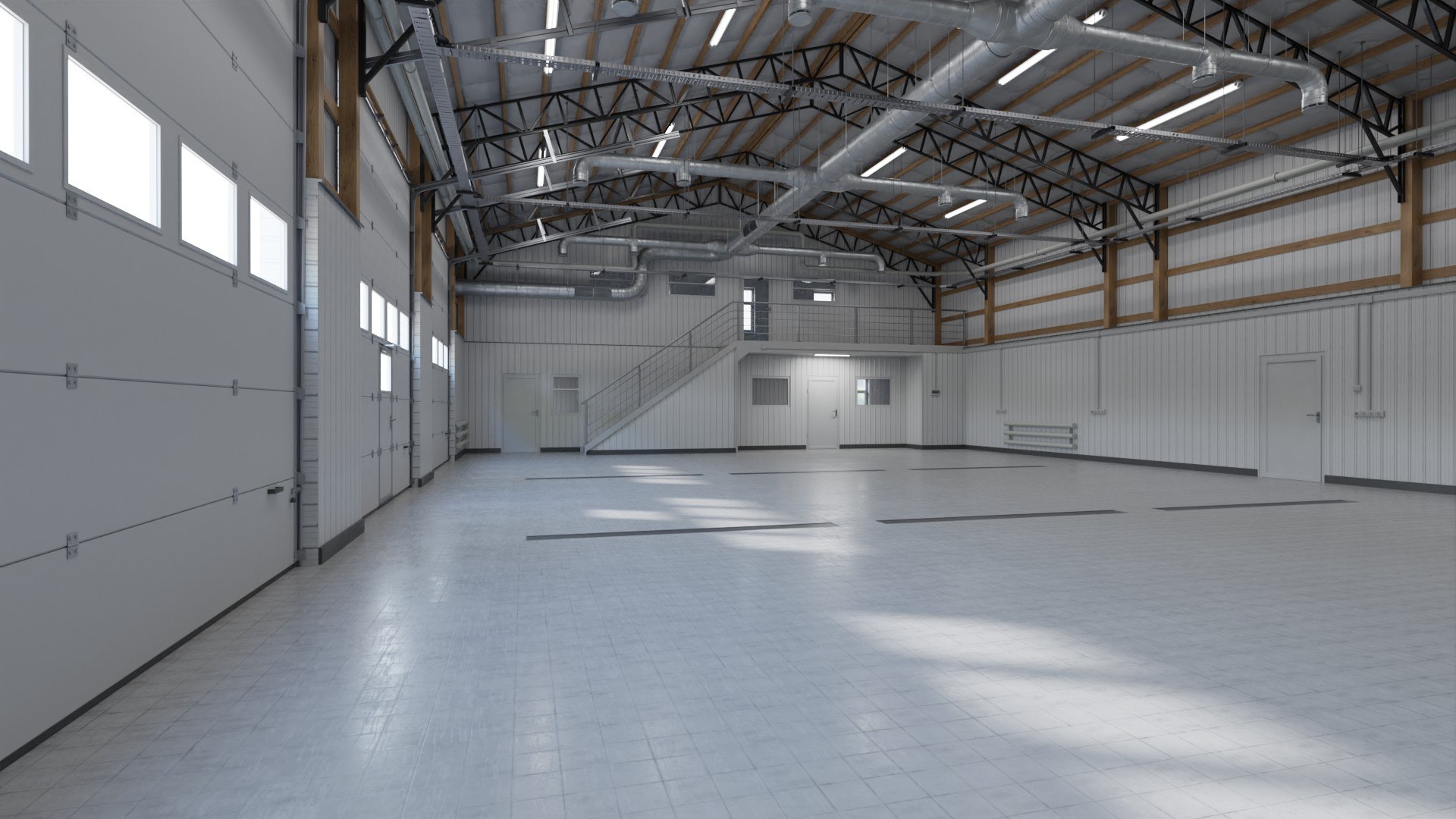 3D Big Garage Empty Interior - TurboSquid 2175735