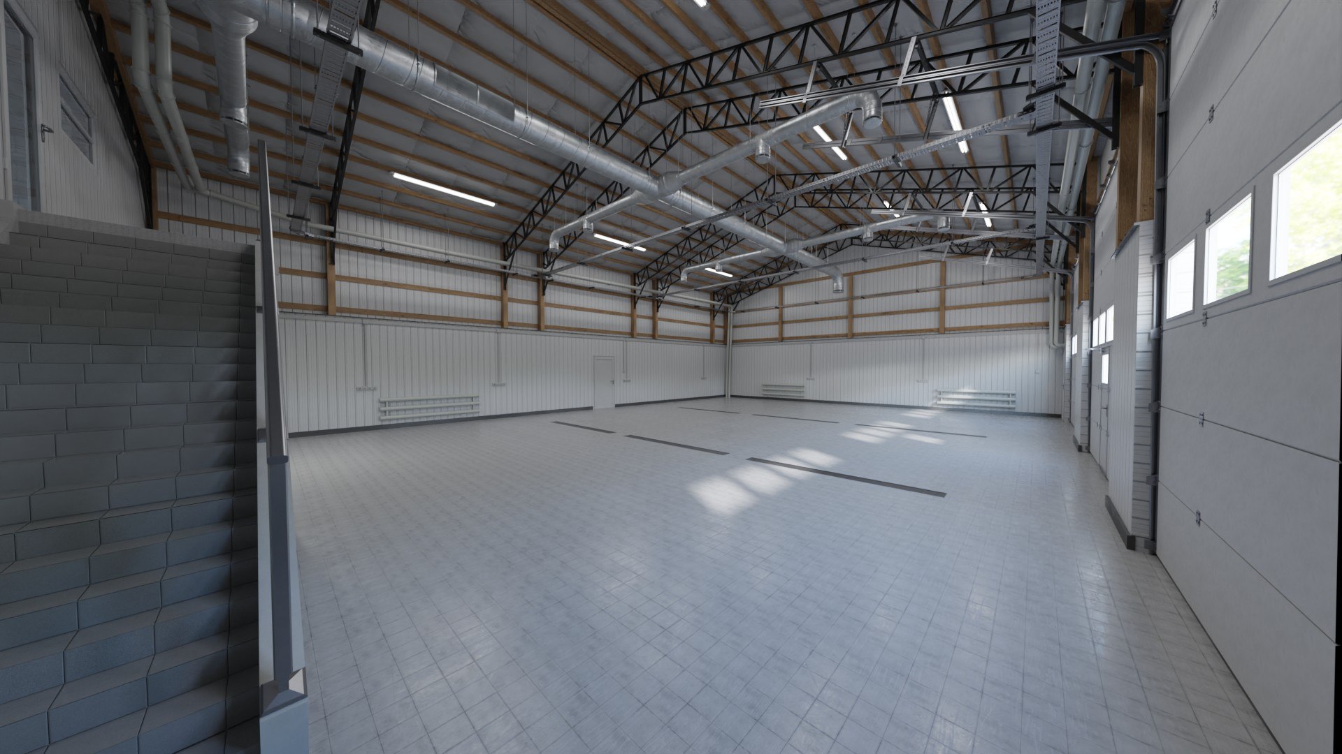 3D Big Garage Empty Interior - TurboSquid 2175735