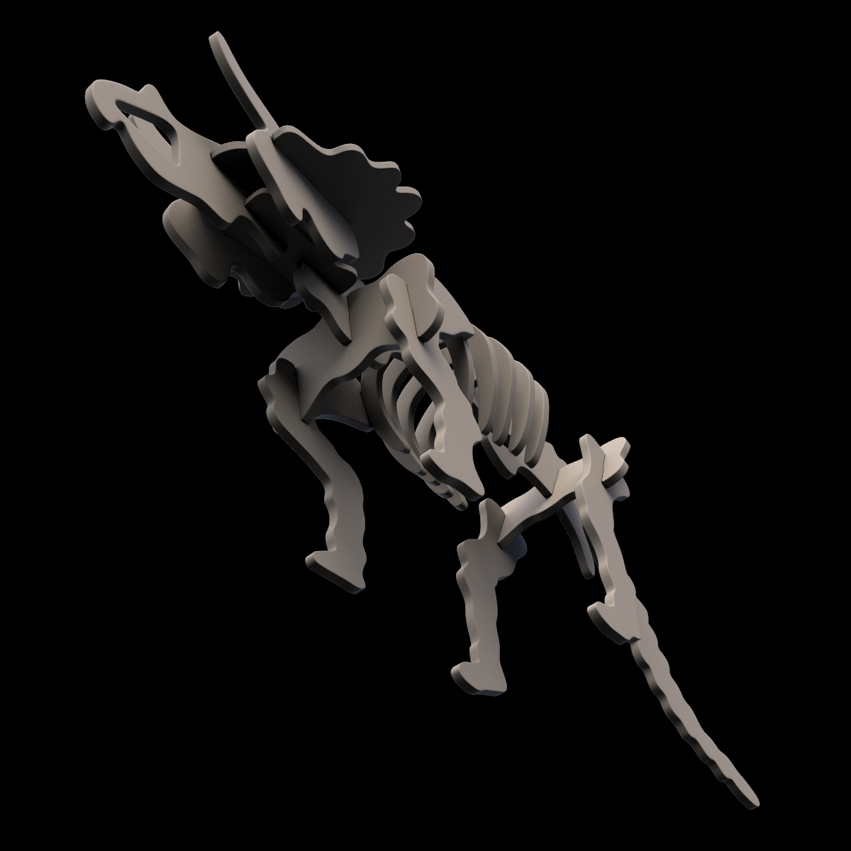 3d iq assembling triceratops skeleton model