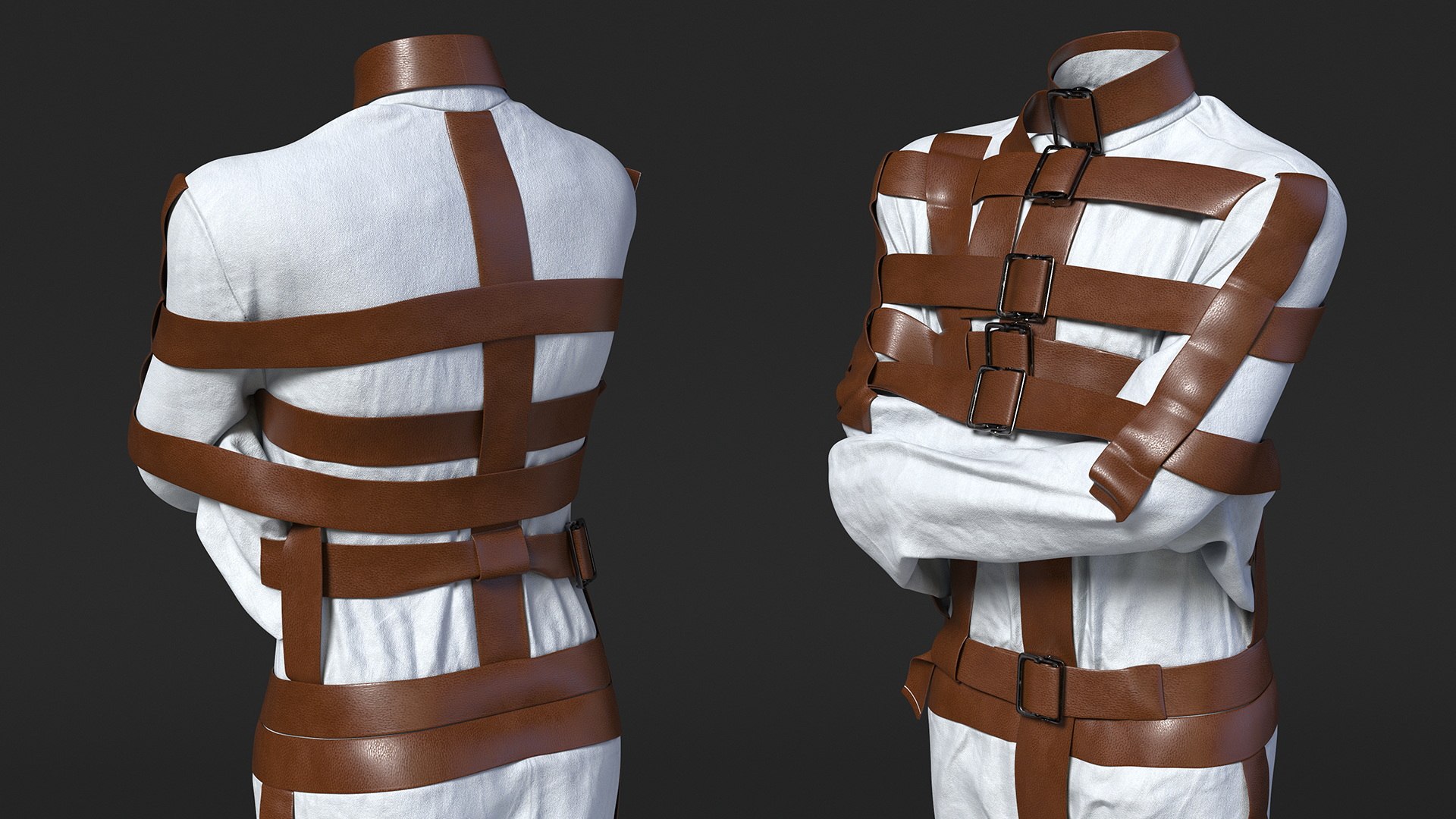 Straitjacket Outfit With Leather Belts 3D - TurboSquid 2295092