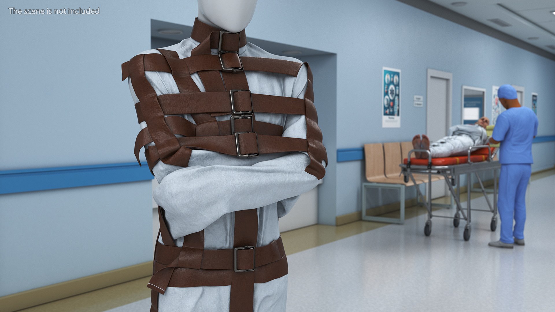 Straitjacket Outfit With Leather Belts 3D - TurboSquid 2295092