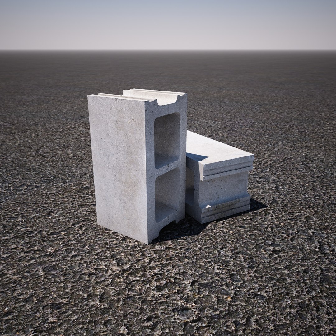 Concrete Cinder Block 3d Model
