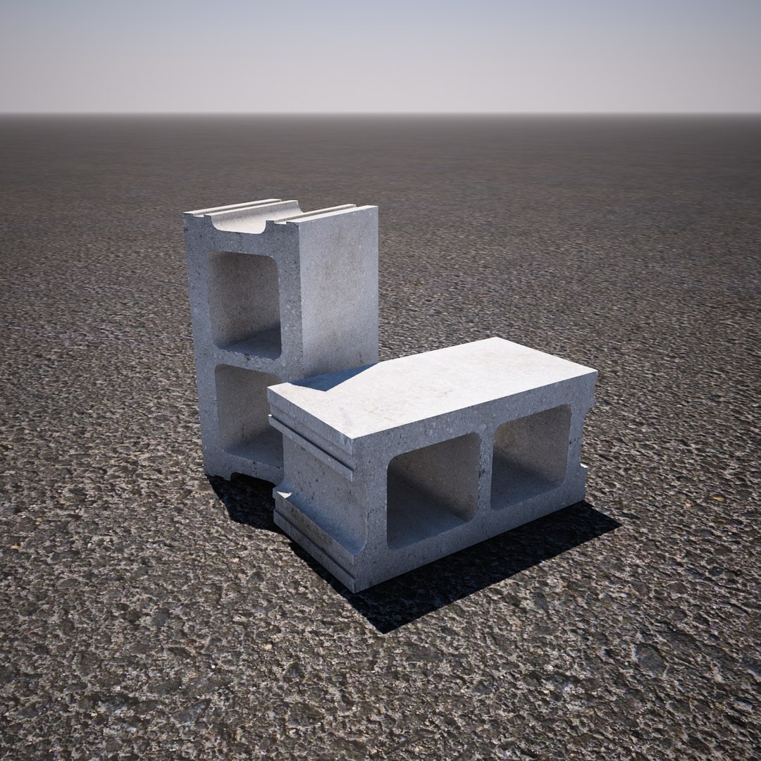 Concrete Cinder Block 3d Model