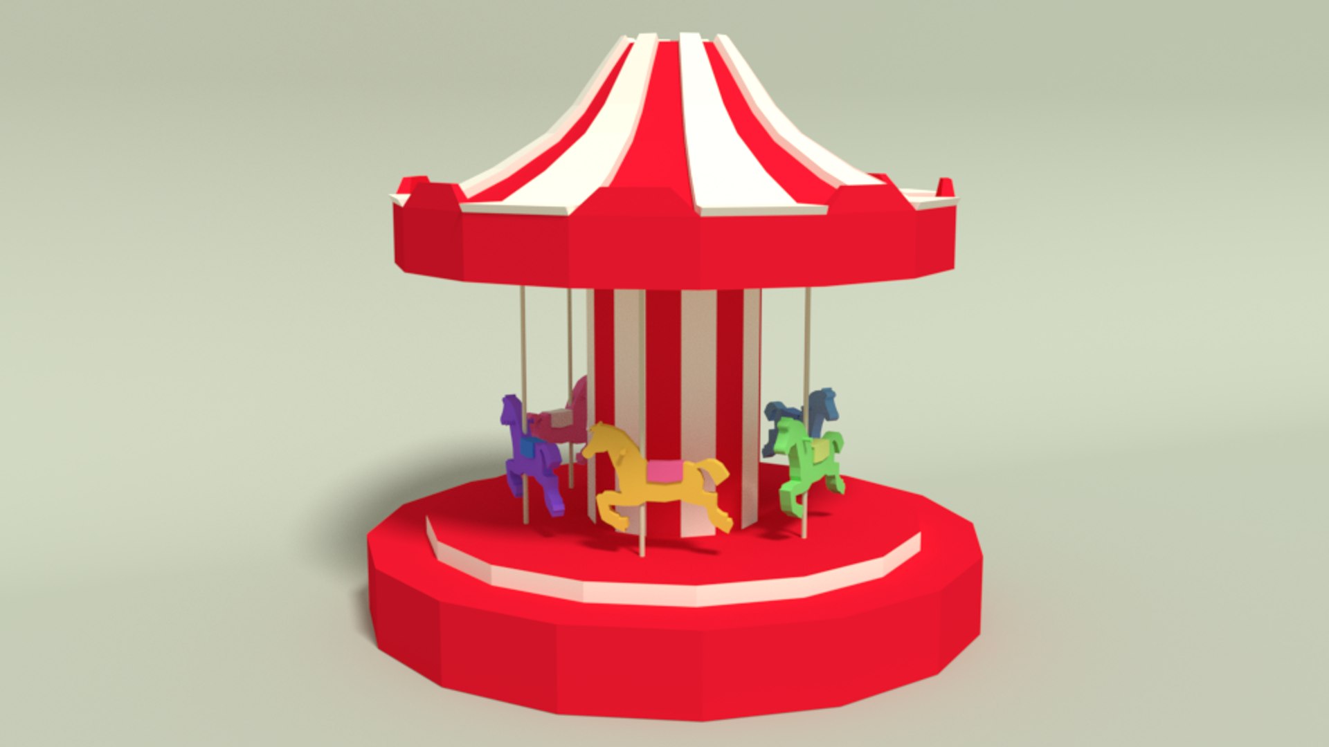 3D cartoon carousel model - TurboSquid 1473558