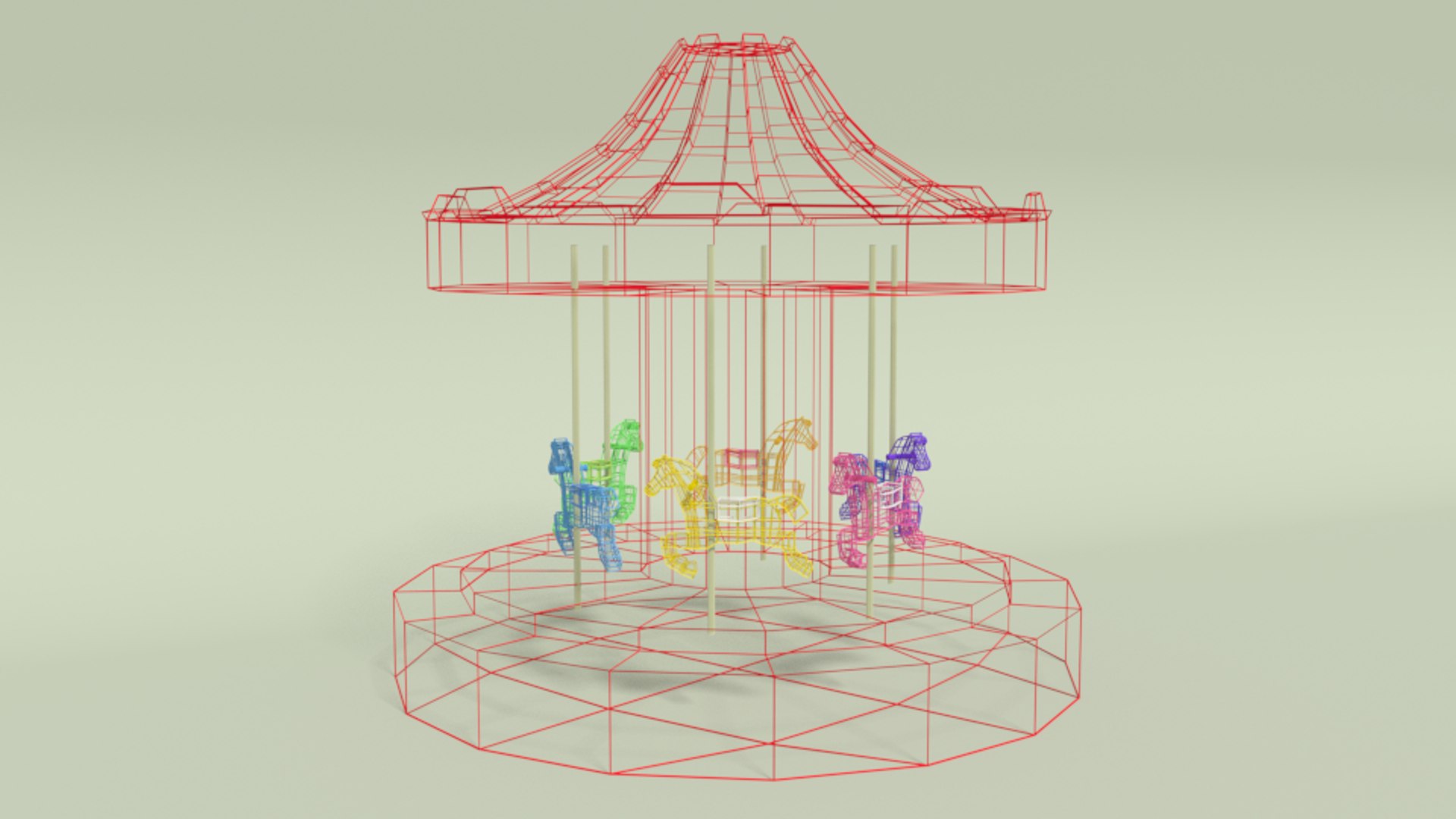 3D cartoon carousel model - TurboSquid 1473558