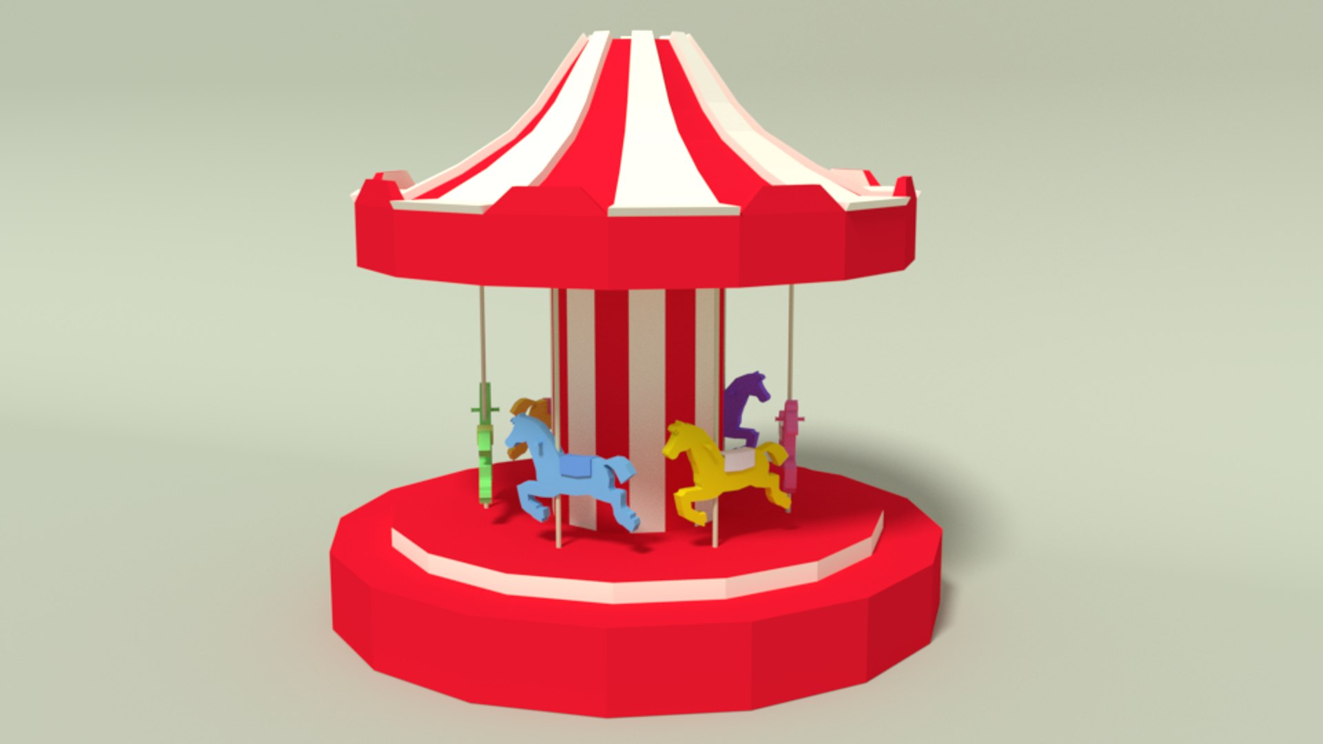 3D cartoon carousel model - TurboSquid 1473558