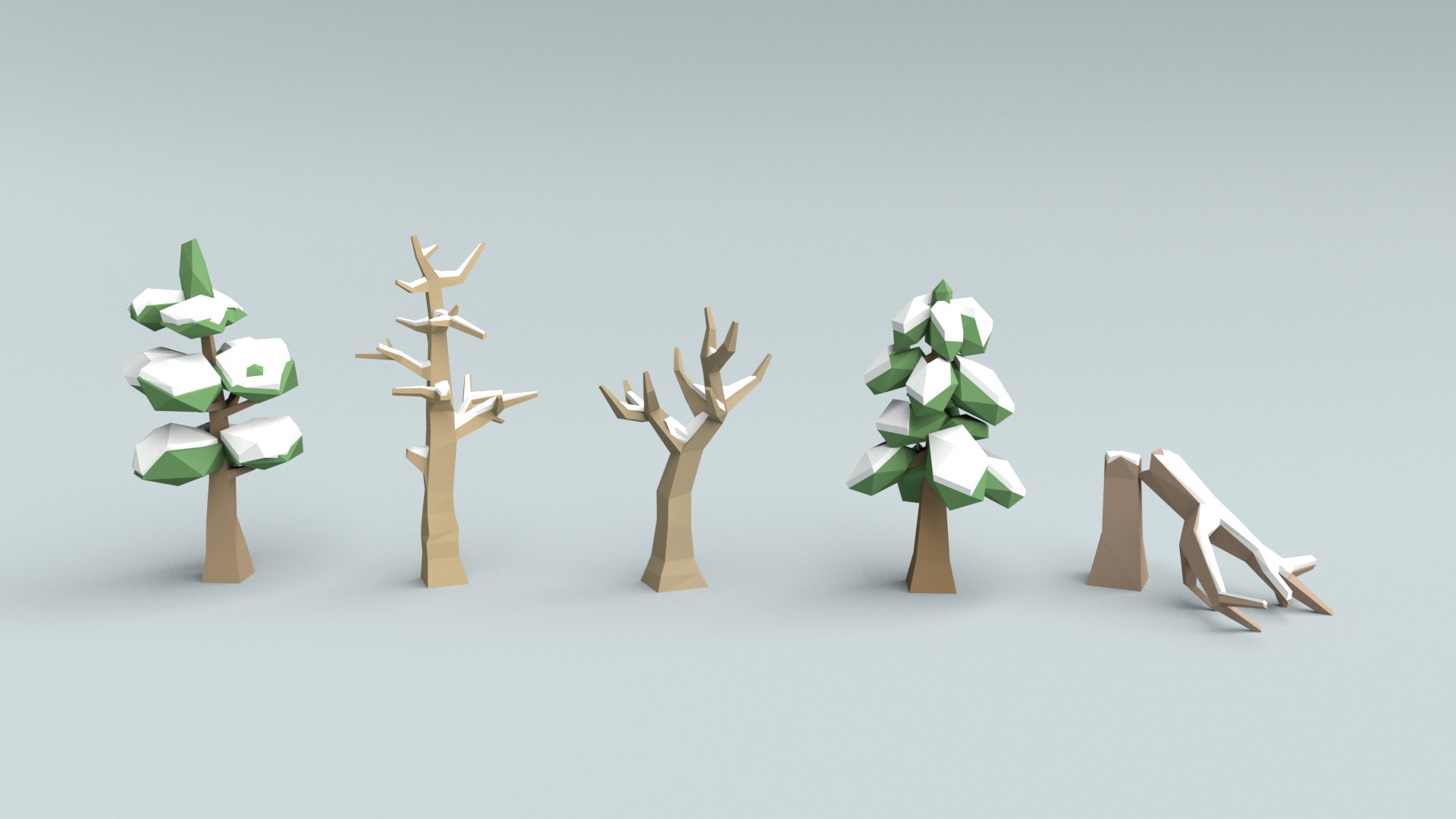 3d Obj Winter Trees