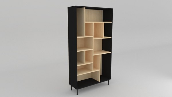 3D black bookcase - TurboSquid 1928903