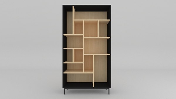 3D black bookcase - TurboSquid 1928903