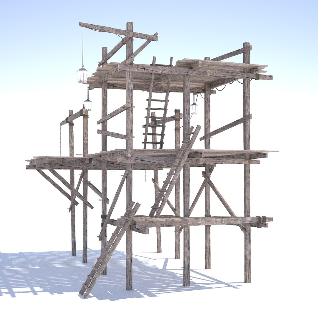 Wooden Scaffolding 3d 3ds