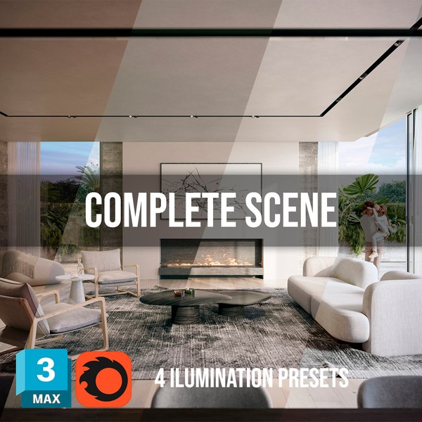 Modern Living CGI - Complete Scene - CoronaRenderer 3Ds Max 3D model ...