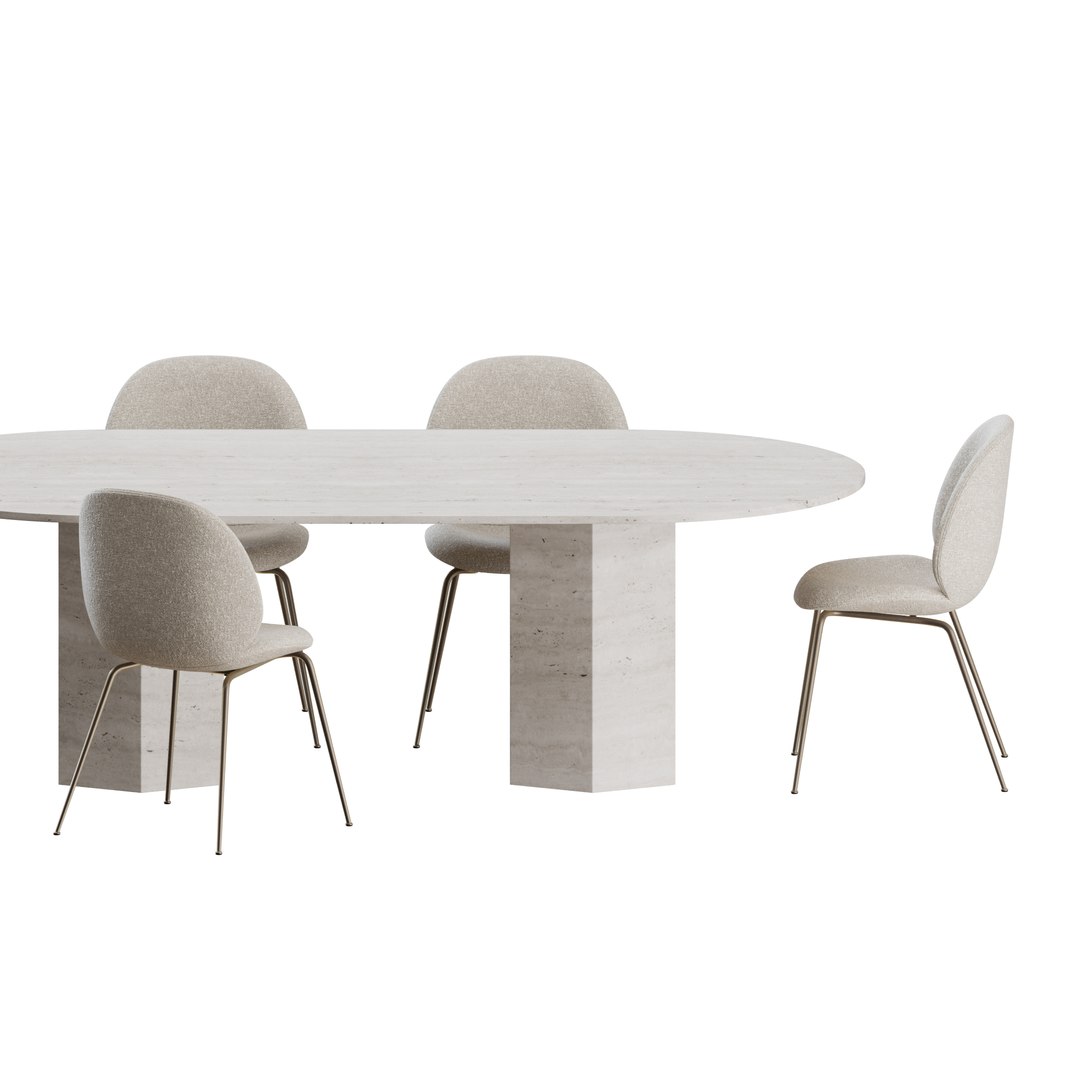 Beetle Chair Dinning Set By Gubi 3D Model - TurboSquid 1819328