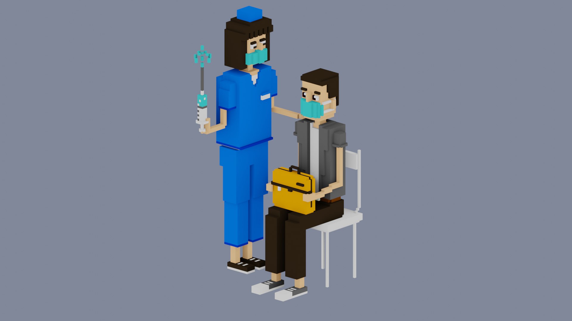 Vaccination Cartoon Characters 8 Bit Voxel Art 3D Model - TurboSquid ...