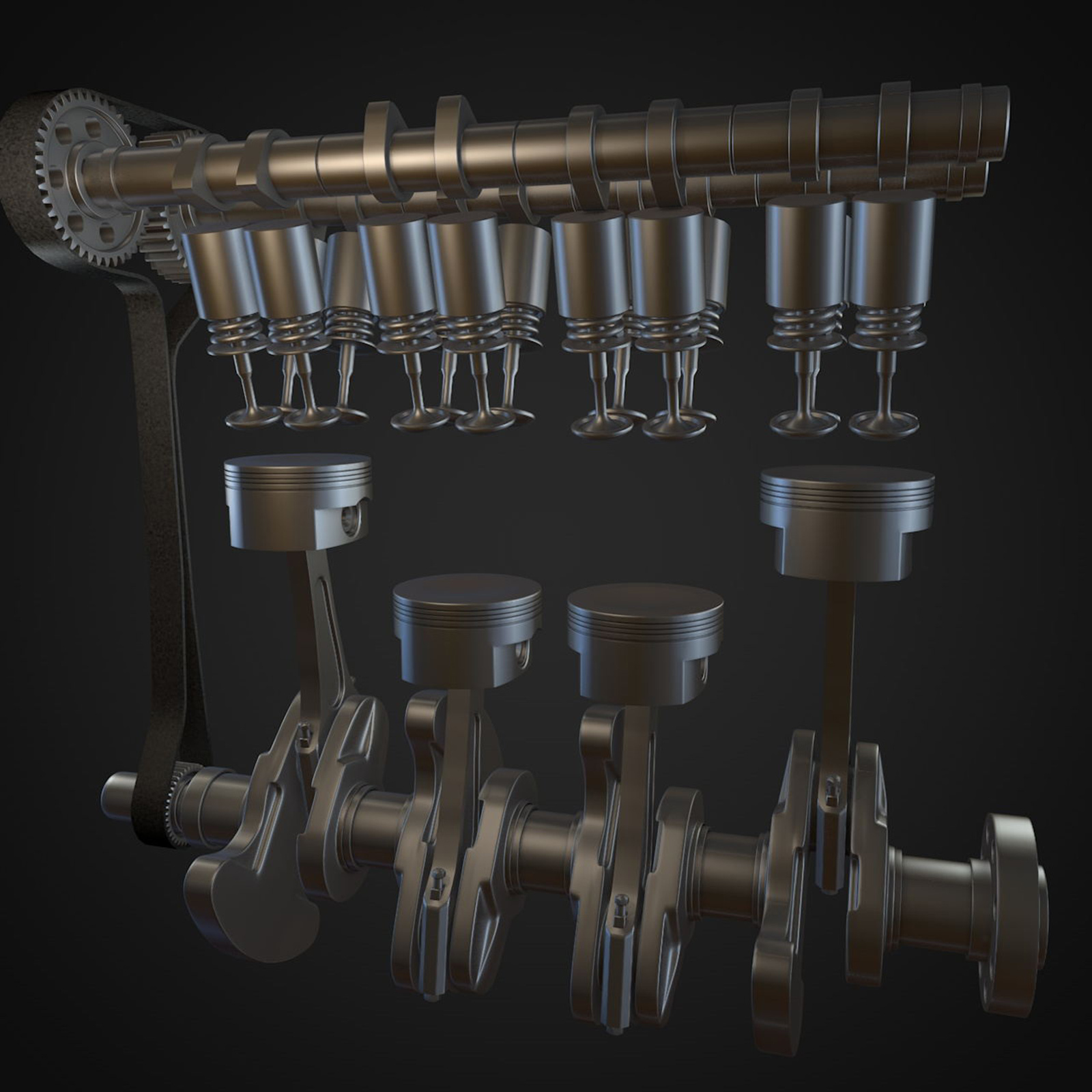 3D crankshaft piston engine model - TurboSquid 1413687