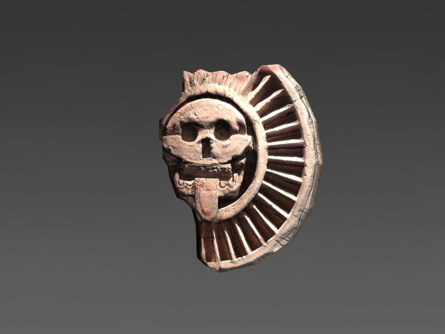 aztec stone disk skull 3d model