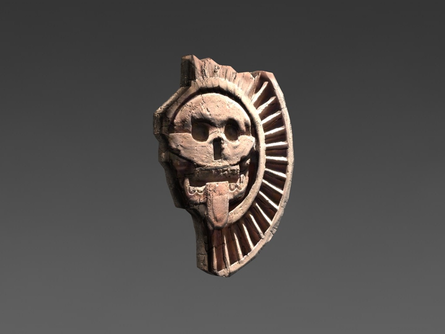 aztec stone disk skull 3d model