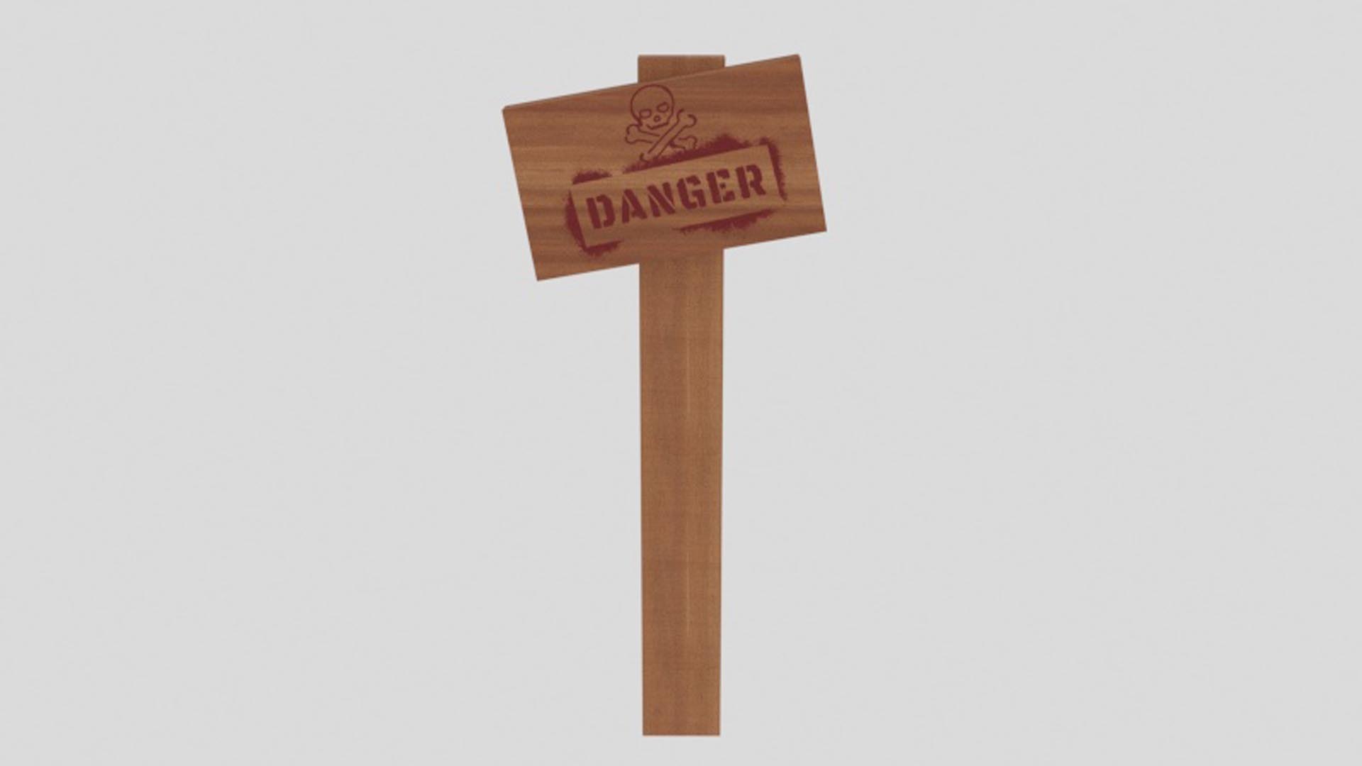 3D Wooden Danger Sign Model - TurboSquid 2088746