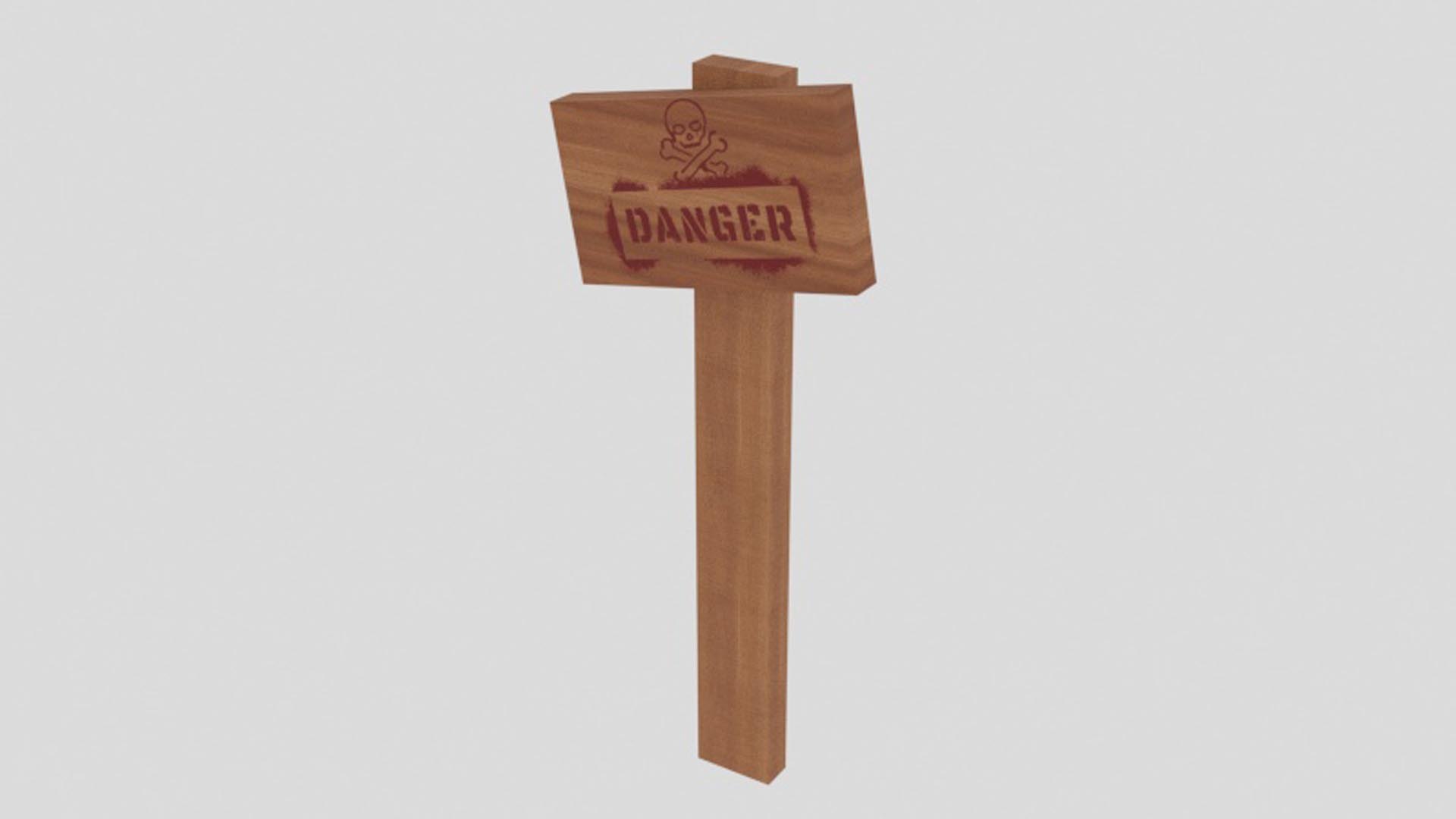3D Wooden Danger Sign Model - TurboSquid 2088746