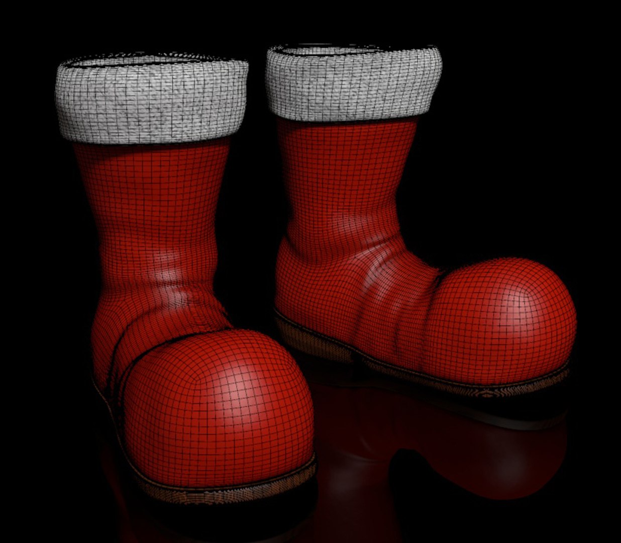 3d claus santa boot