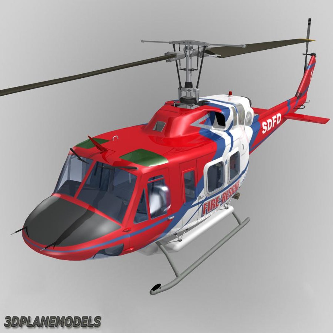Bell 212 Huey Helicopter 3d Model