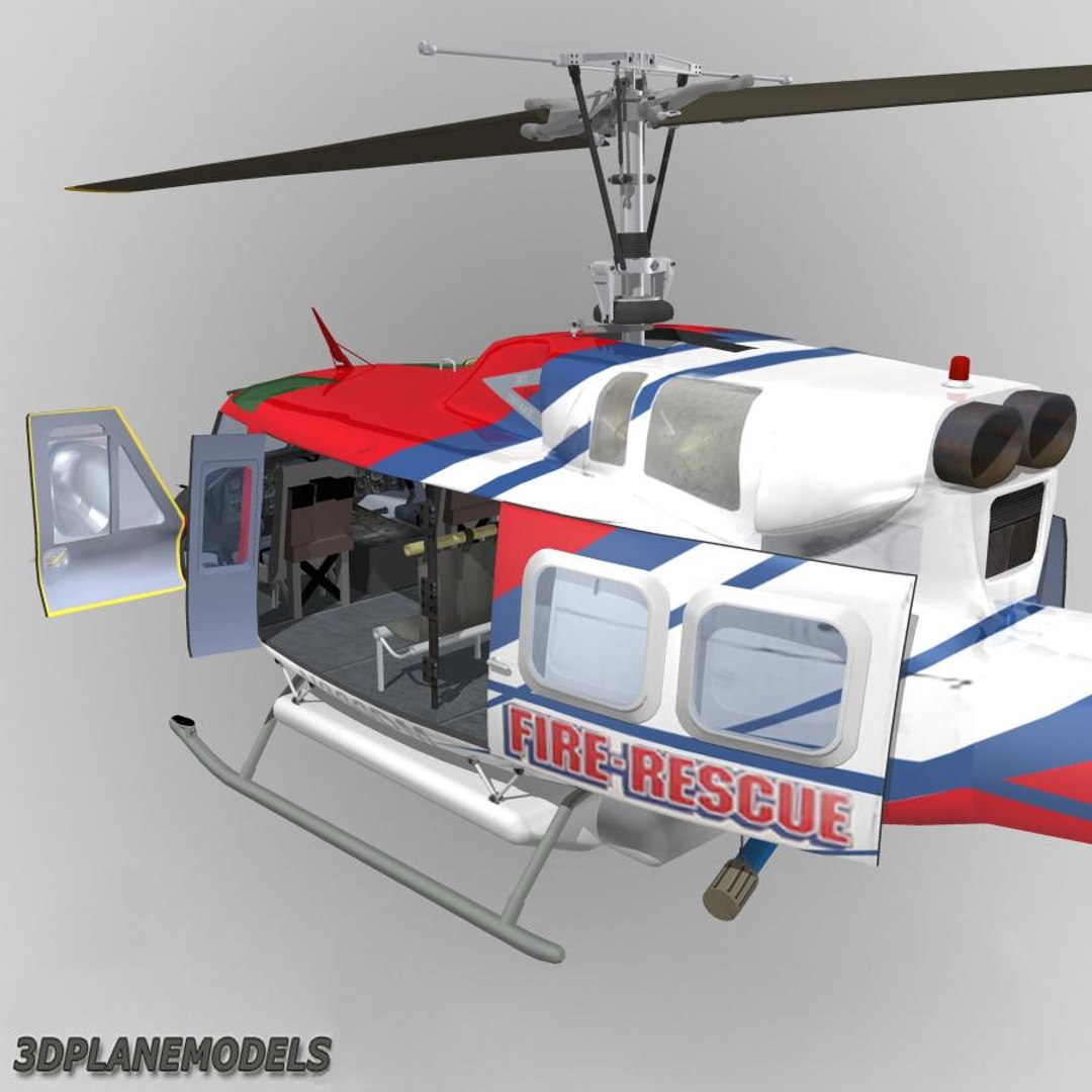 Bell 212 Huey Helicopter 3d Model