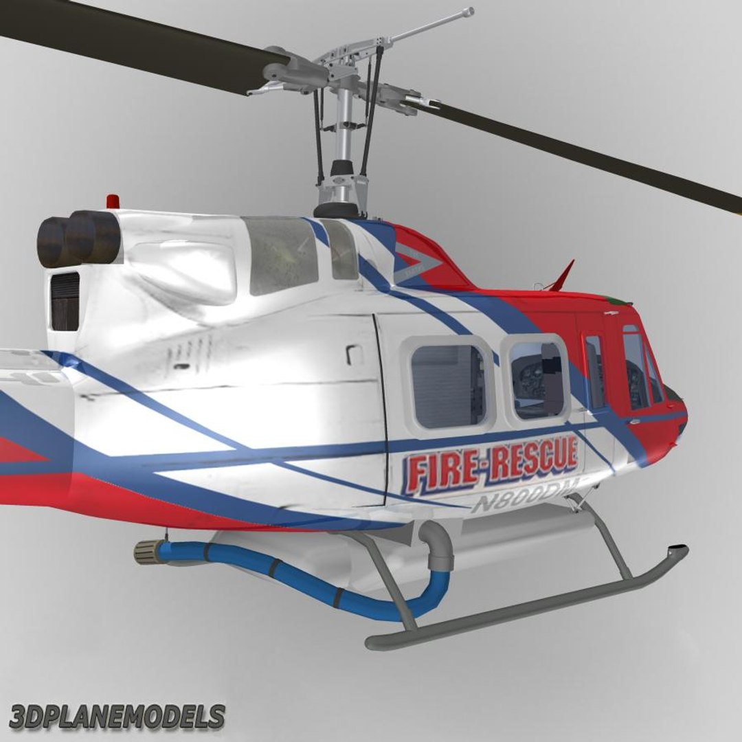 Bell 212 Huey Helicopter 3d Model